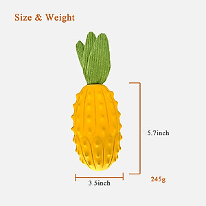 Potato Brothers-Durable Dog Chew Toys，Pet Squeaky Toys- Fetch Mate, for Middle-Large Sized Aggressive Chewers, Safe Natural Rubber, Teeth Cleaning(Kiwano-Shaped)