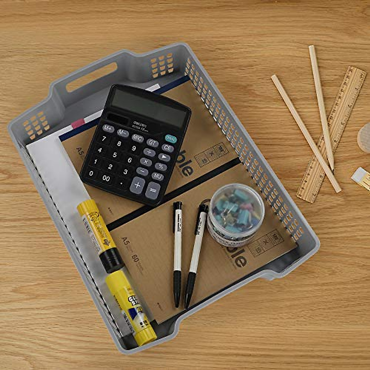 Ggbin Plastic Basket for Organizing, Grey Basket Trays, Set of 6