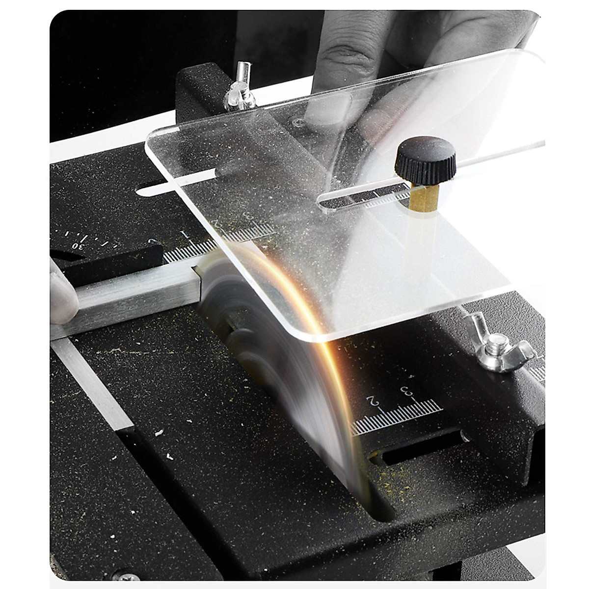 KinHall Mini Table Saw, Woodworking Hobby Table Saw, 0-90 Angle Cut Portable DIY Saw, Adjustable Multifunctional Table Saw, 33mm Cutting Depth, Woodworking Cutting Machine for DIY Woodworking Jade