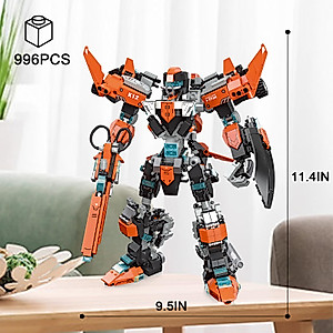 QwlJYfv Mech Robot Transforming Building Set for Adults,Hero Knight Model Building Kit,Creative STEM Robots Toy Gift for Kids Boys Ages 8-14 (996PCS)