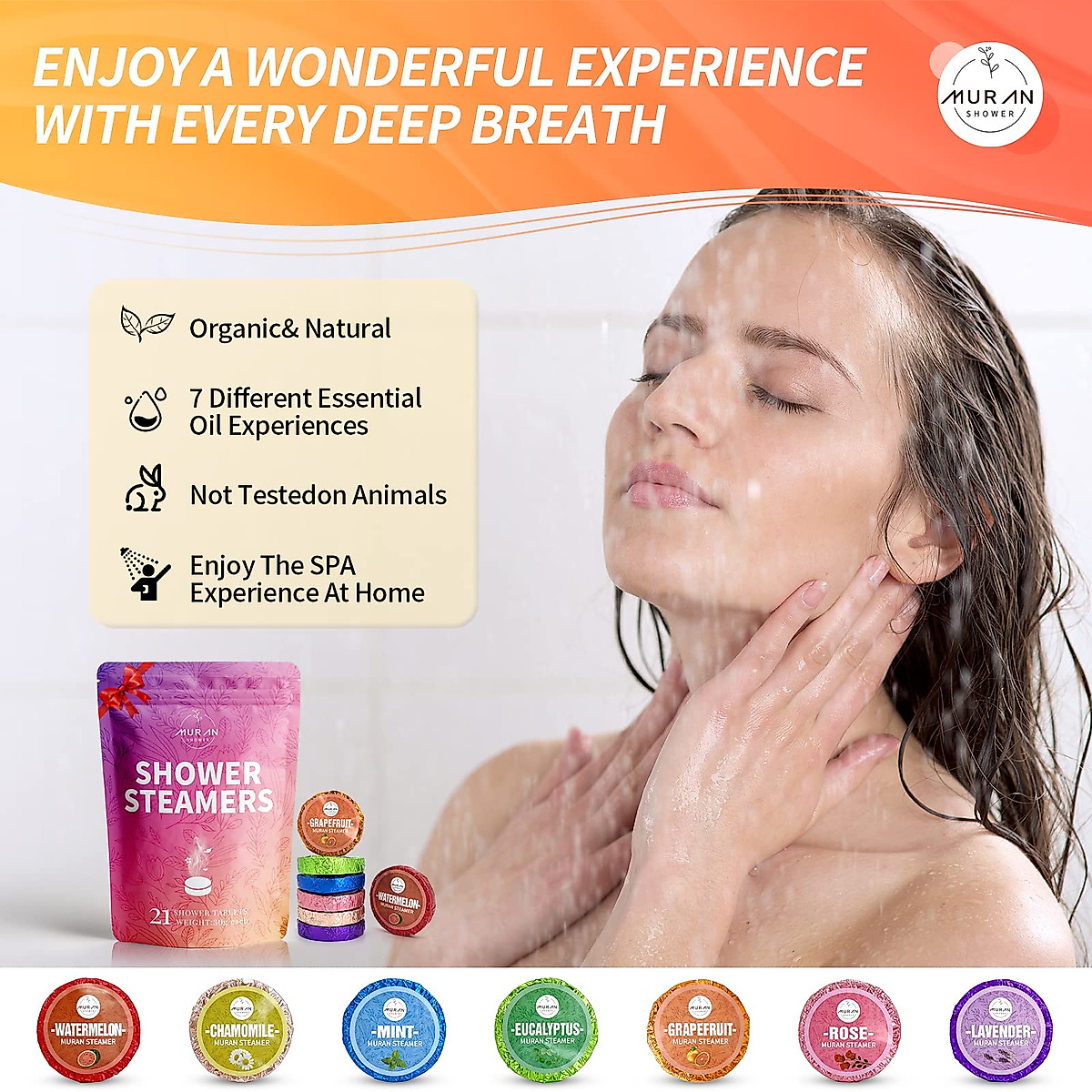 Shower Steamers Aromatherapy 21-Pack Shower Bombs Gifts for Mom Wife, Organic Eucalyptus Rose Lavender Mint Wrapefruit Chamomile Watermelon Essential Oil, Unique Birthday Gifts for Women Girlfriend