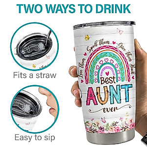 SANDJEST Aunt Tumbler 20oz Best Aunt Ever Cup Gift Stainless Steel Insulated Tumblers Coffee Travel Mug Auntie Cup Aunts Gift for Birthday Christmas