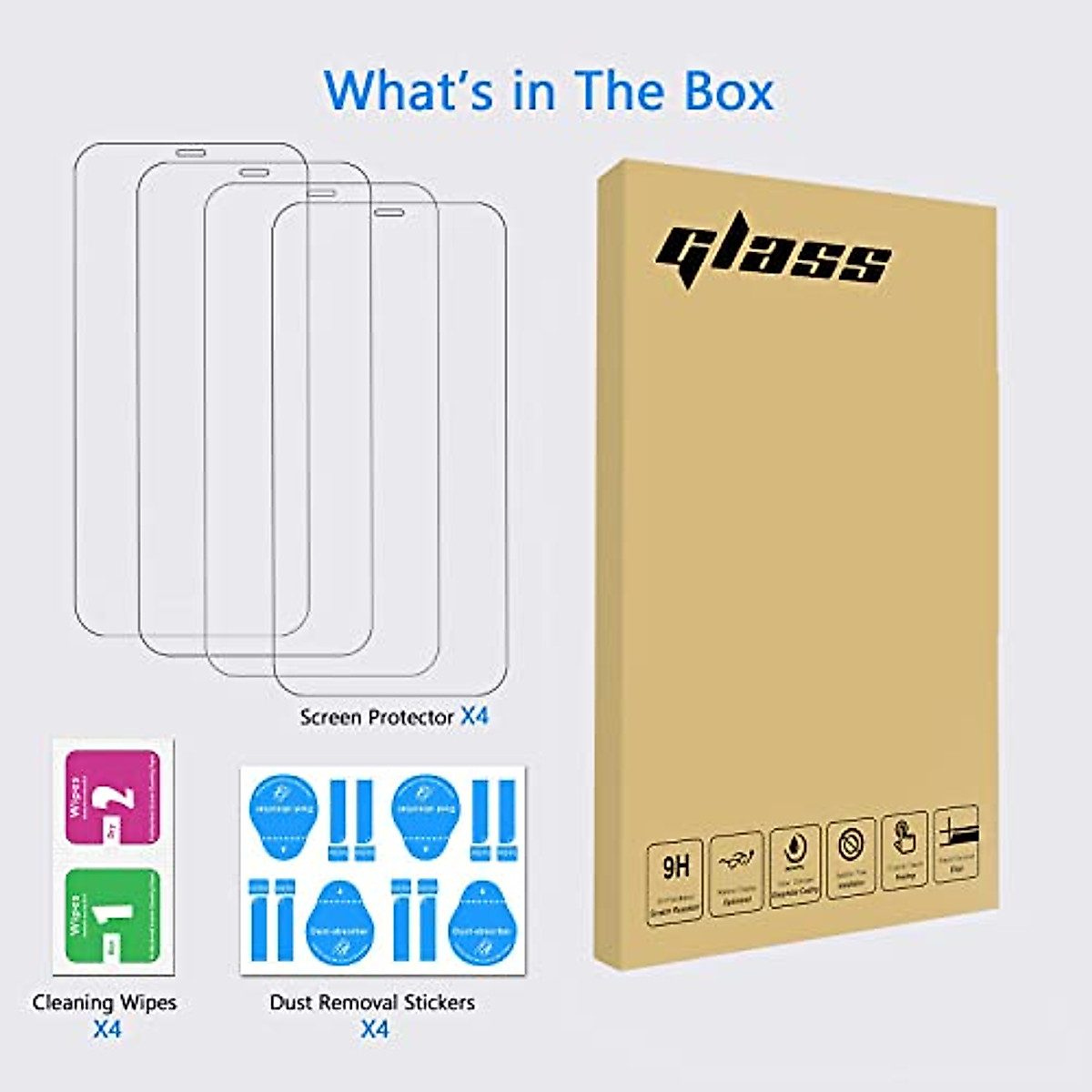 HKM Brothers 4 Pack Screen Protectors for iPhone 14 Pro Max (9H Hardness)(6.7 inch)