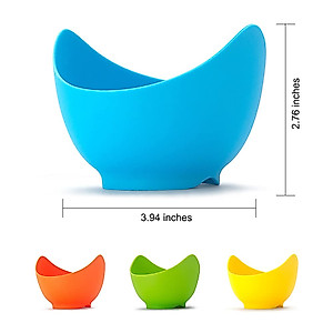 Guppy Egg Poacher Food Grade Nonstick Silicone Cups Egg Poaching Poached Egg Cooker with Ring Standers for Microwave or Stovetop Eggs Boiler Molds Poachers, BPA Free, Extra Silicone Oil Brush, 4 Pack