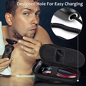 Joogee Travel Razor Case, Hard Case for Men's Shavers, Black Leather Organizer Carrying Bag