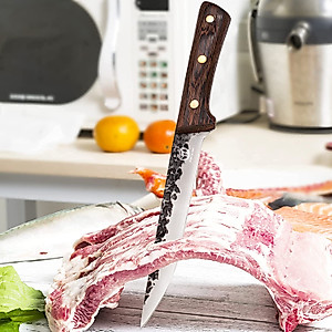 ZENG JIA DAO Full Tang Boning Knife Fillet Knife with Sheath, for deboning, meat cutting and slicing，6 inch Razor Sharp Meat Cleaver Butcher Knife