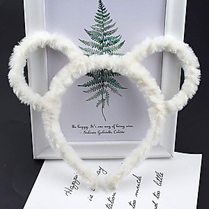 XISAOK Women Plush Headband Round Mouse Bear Ears Makeup Hair Hoop Bandana