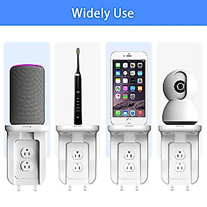 Suptek Wall Outlet Shelf, Home Wall Shelf Organizer for Outlets, Perfect for Bathroom, Kitchen, Bedrooms,Ideal for Cell Phone,Speaker up to 20lbs,With Cable Management and Detachable Hooks,White(S3W)