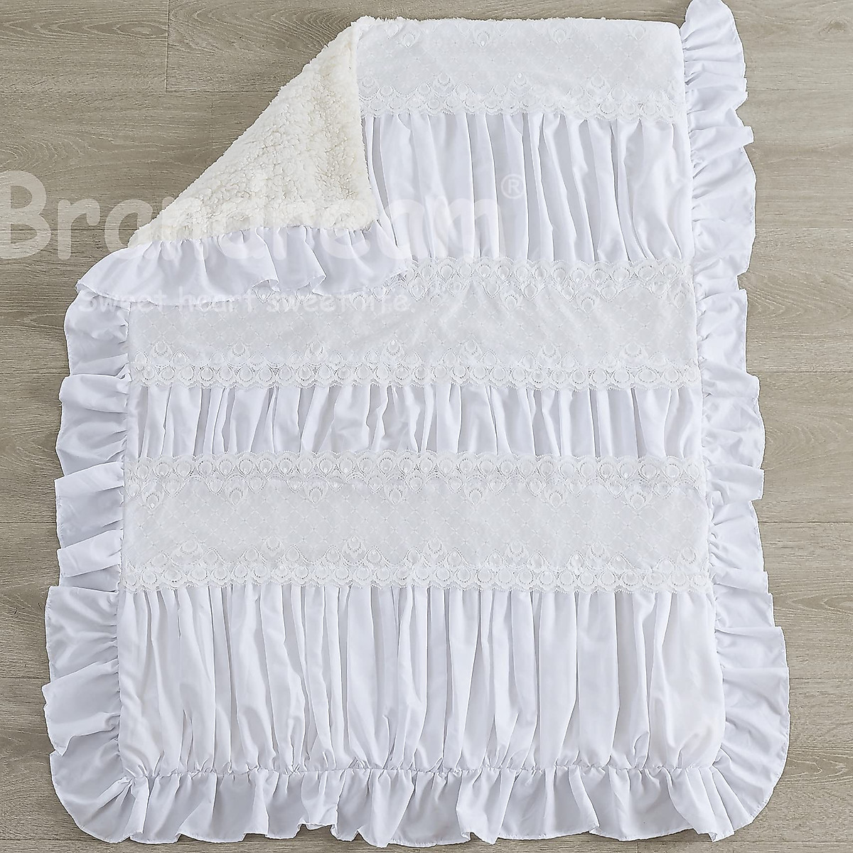Brandream White Nursery Bedding Farmhouse Girls Crib Bedding Princess Baby Blanket Set 3 Piece, White Fitted Sheet, Ruffle Crib Skirt