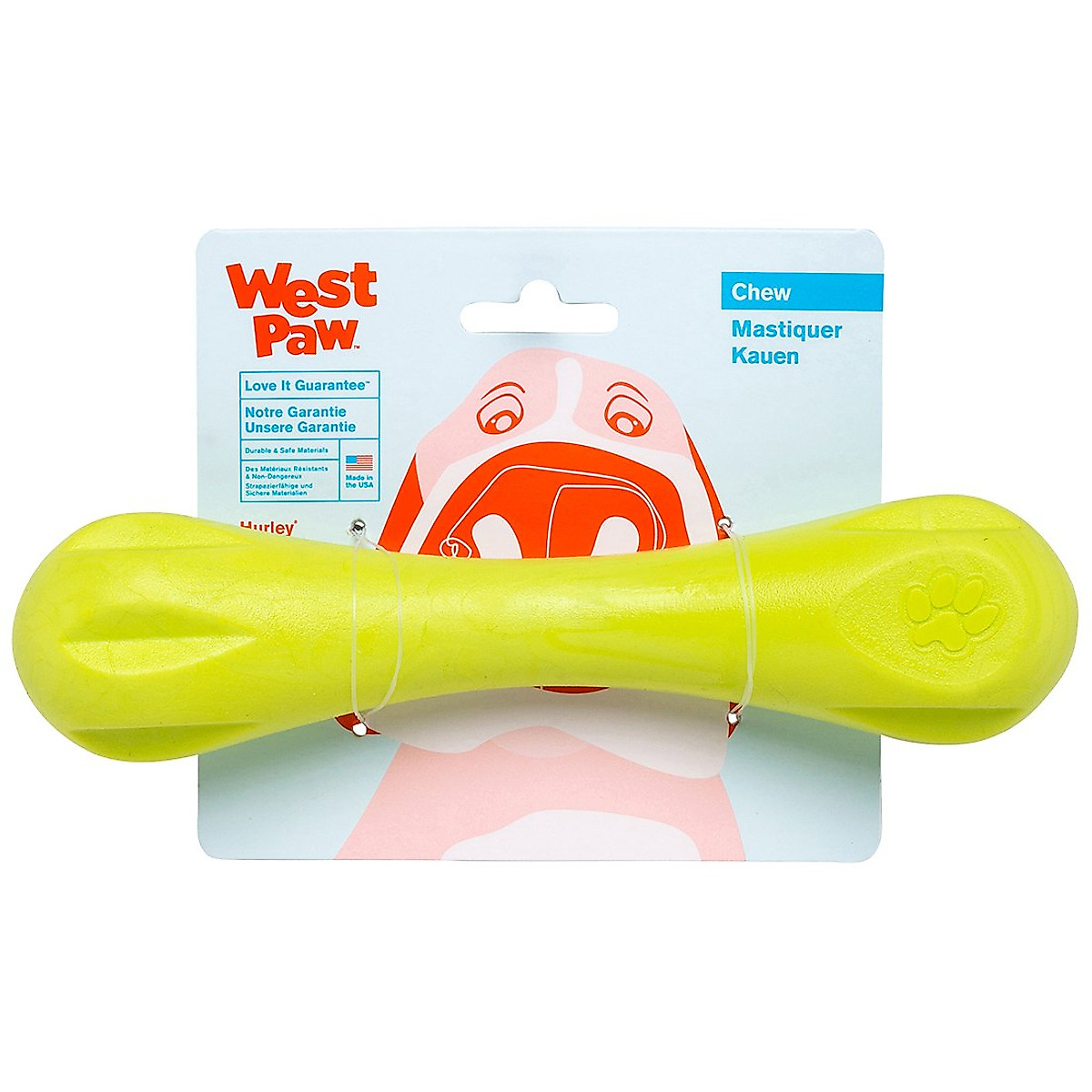 WEST PAW Zogoflex Hurley Dog Bone Chew Toy – Floatable Pet Toys for Aggressive Chewers, Catch, Fetch – Bright-Colored Bones for Dogs – Recyclable, Dishwasher-Safe, Non-Toxic, Large, Granny Smith