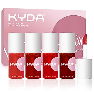 KYDA 4 Colors Lip Tint Stain Kit, Water Gel Lip Tint, Natural Matte Finish, Moisturizing Waterproof Lipstick, Lasting Lips Tattoo Makeup, by Ownest Beauty