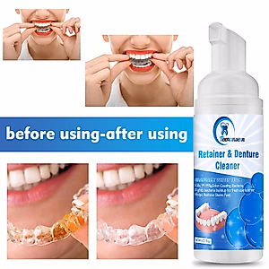 Aligner Cleaner, Denture Cleaner and Whitener Paste Foam Perfect for Sports Mouth Guard and Denture, Fast-Acting Alternative to Retainer Cleaner Tablets, Whitens Teeth and Fights Bad Breath 2 Pack