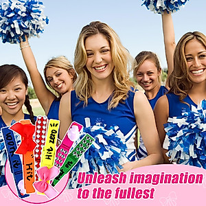 Dingion 60 Set Cheer Pins Spirit Clips Include 60 Wooden Cheer Clothes Pins 30 Mini Resin Ducks 30 Mini Bows and Self Adhesive Stickers Pen Glue Ribbon for Cheerleading Backpacks Cheer Gifts(Colorful)