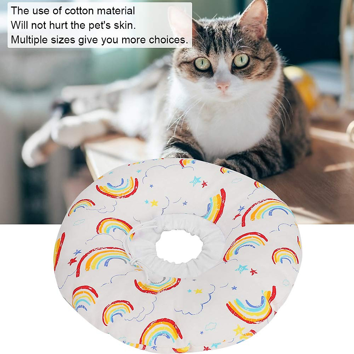 Cat Cone Collar Soft, Cotton Cat Cone Donut Collar, Breathable Adjustable Kitten Cone Bright Color Anti Licking Elizabeth Circle for Small-Sized Dogs and Cats(S)