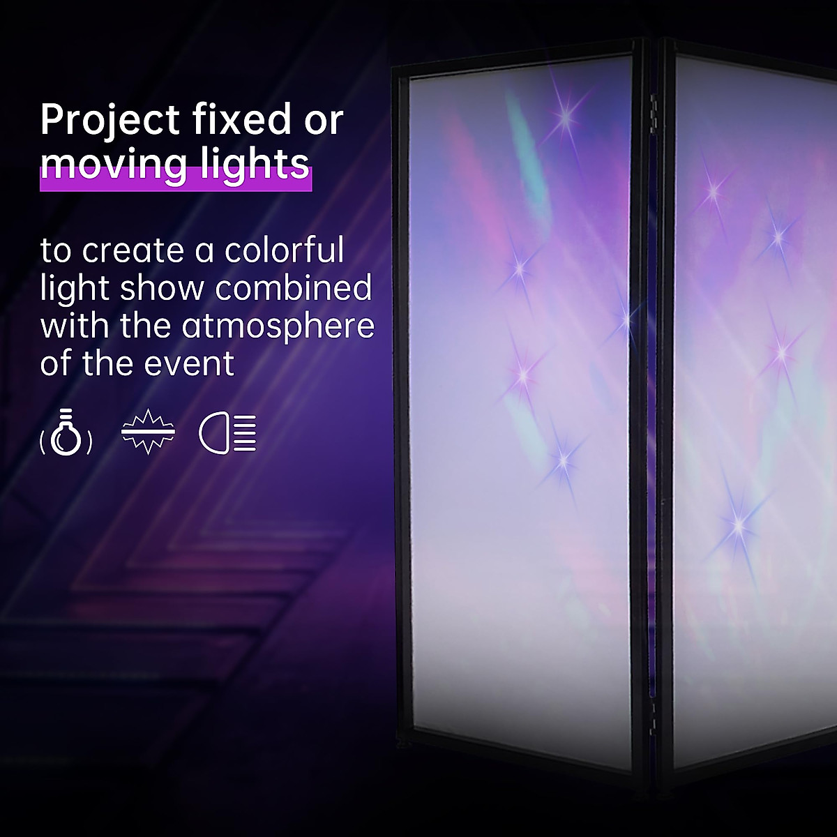 ECOTRIC Portable DJ Facade Booth Foldable Cover Screen with White/Black Facade+Cloth Frame Booth Steel +Travel Bag Case Projector Display Scrim Panel with Folding