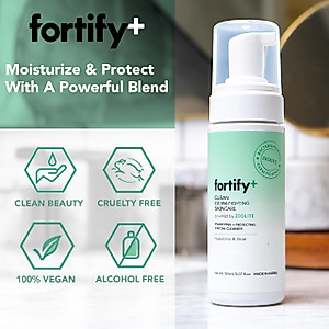 Fortify Skincare 9-in-1 Korean Foaming Facial Cleanser with Hyaluronic Acid & Aloe - Deep Purifying Face Wash - Derm-Tested, Vegan, Clean Beauty, All Skin Types - Fragrance-Free - 150ML/5.07Fl.Oz