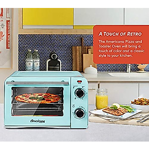Elite Gourmet Americana ETO1200BL# Vintage Diner 50’s Retro Countertop Toaster Oven, 1300W, Bake, Broil, Toast, with Temperature Control & Adjustable 60-Minute Timer, Fits 9” Pizza, 4 Slice