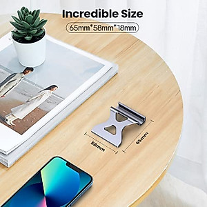 THREEKEY Mini Cell Phone Stand, Aluminum Phone Stand for Desk Compatible with All Mobile Phones, Electronic Reading Devices(4-7'') Black