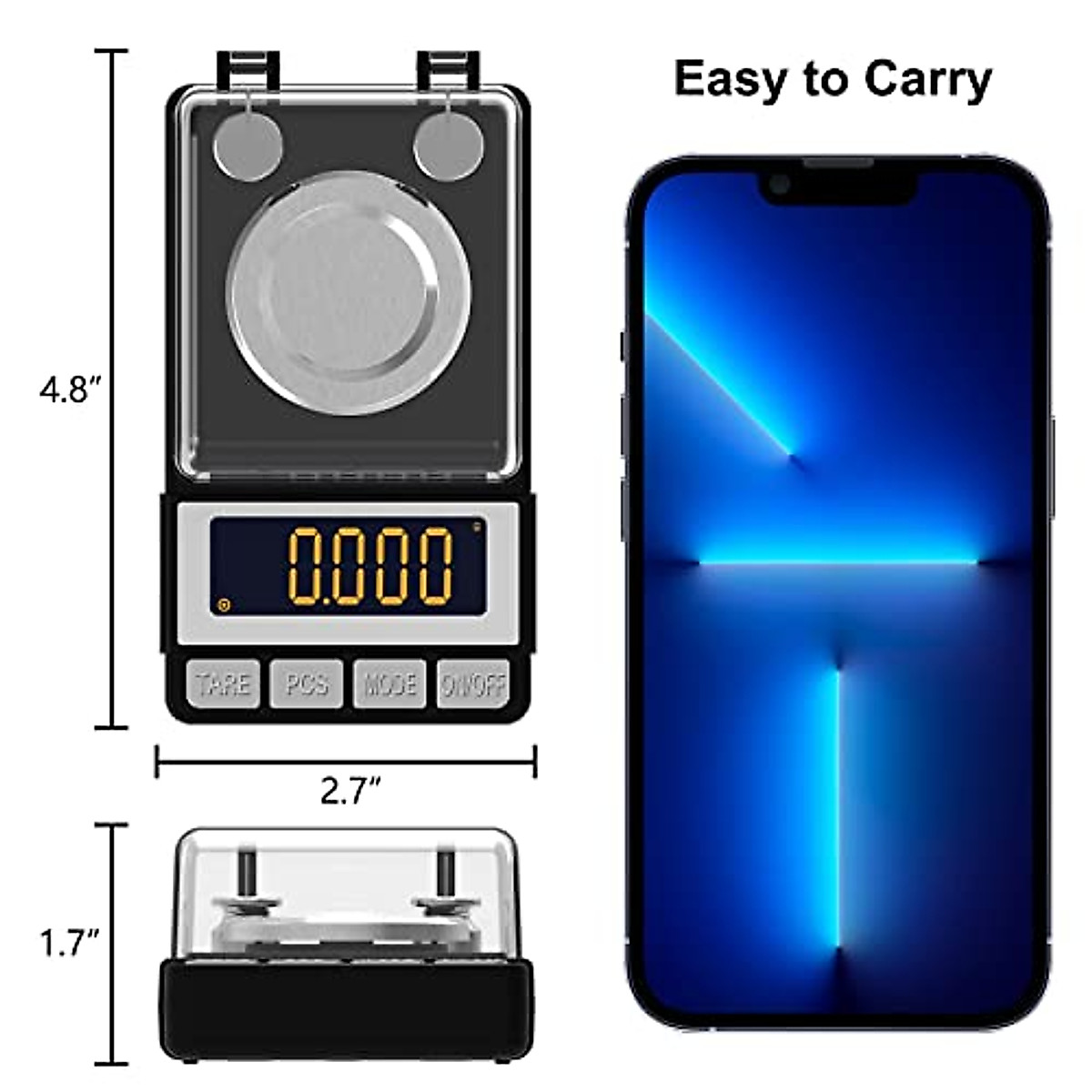 Milligram Scale 50g / 0.001g, Reloading Scale with 2X 20g Calibration Weight, High Precision Jewelry Scale with Large LCD Display, MG Scale for Gold Medicine Powder, Battery Included