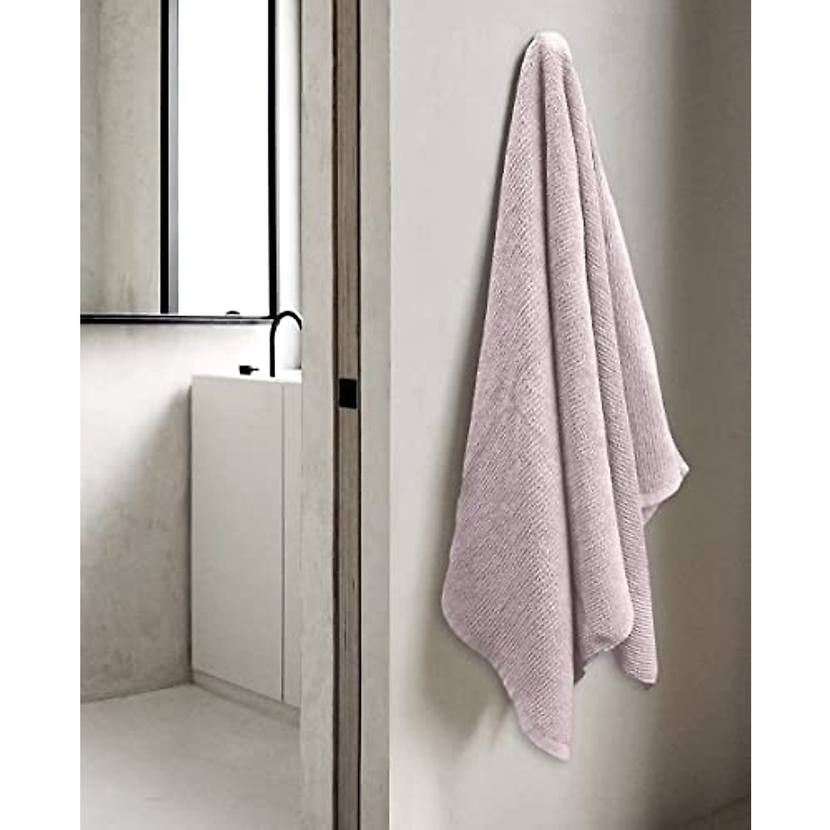 NY Loft 100% Cotton Quick Dry Towel Set | Textured Bathroom Towels | Highly Absorbent and Durable Towel Set | Greenwich Collection (6 Piece Towel Set, Lilac Snow)