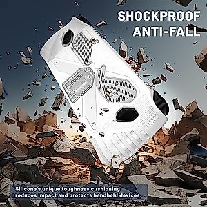 PAKESI Protection Case for ASUS ROG Ally - Rugged TPU with Built-in Stand for Game Handheld Console - Anti-Drop Shockproof Shell (White)