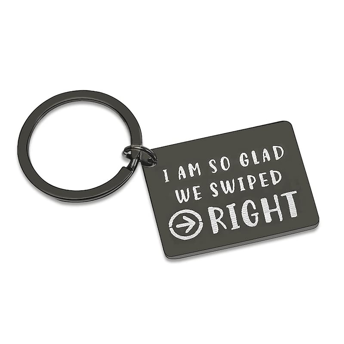 Funny Gifts for Men Boyfriend Girlfriend Birthday Gift Husband Wife Anniversary Valentine's Day Gift Keychain for BF GF Fiancee Fiance I'm So Glad We Swiped Right Black Keychain for Couple Gifts