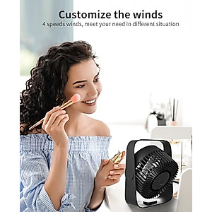 KONSIDEN Small Fan, 8 Inch USB Desk Fan, Quiet Office Fan, 4 Speed Winds, 360° Head Tilt, Detached Cover, Small Table Fan, Easy to Clean, Ideal for Bedroom, Office, Kitchen, Camping
