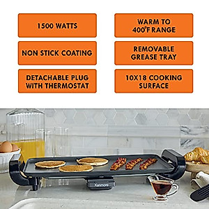 Kenmore Non-Stick Electric Skillet with Tempered Glass Lid, Black and Grey, Deep-Dish Frying Pan, 12" x 12" Cooking Surface, Vented Lid, One-Pot Cooking, Grill, Saute, Stir-Fry, Stew