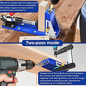 BLEKOO Upgraded Pocket Hole Jig Tool Kit, Pocket Hole Drill Guide Jig Set for 15° Angled Holes, All-Metal Pocket Screw Jig