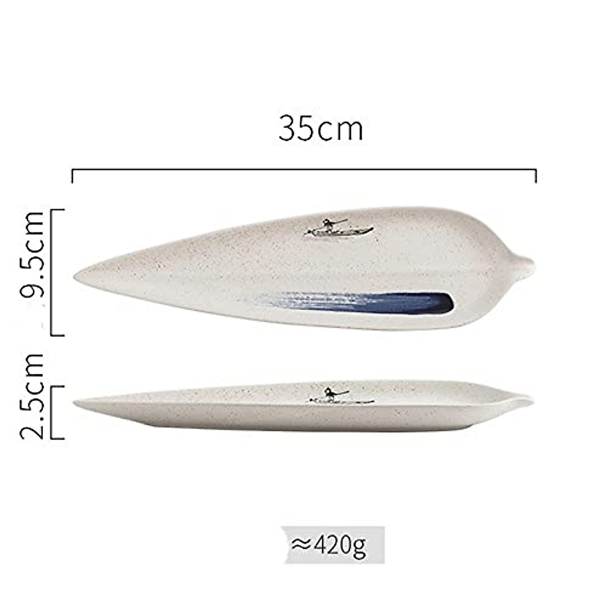 KOWMcp Dinner Plates Long Leaf Plate Leaf-Shaped Ceramic Plate Sushi Plate dim Sum Plate Restaurant Creative Plate Dish Flat Plate (Color : B)