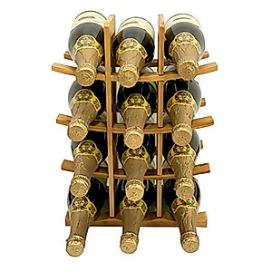 DECOMIL - 12 Bottle Wine Rack, Samurai Style & Stackable, Modular, Wine Storage Rack, Solid Bamboo Wine Holder Display Shelves, Wobble-Free (12 Bottle Capacity - Samurai Style Capacity)