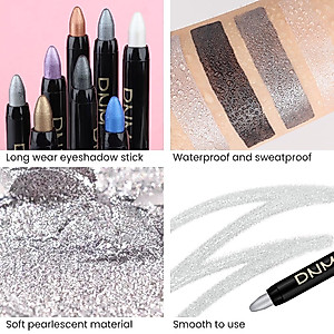 AMY'S DIARY Eyeshadow Pencil Cream Stick 4Pcs Set, Eye Eyeshadow Waterproof Pearl White Black Grey Silver Shimmer Metallic Eyeshadow Crayon Stick Sombras En Crema Para Ojos (Set01)