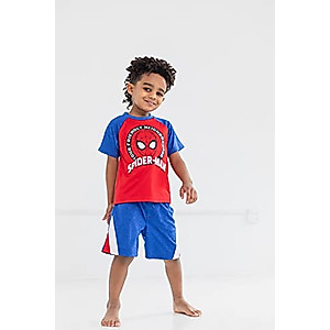 Marvel Avengers Spider-Man Little Boys 3 Piece Outfit Set: T-Shirt Tank Top Shorts 7-8