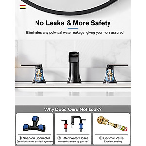 HOIGY Waterfall Faucet Brass Bathroom Sink Faucet 3 Hole, Oil Rubbed Bronze Faucet for Bathroom Sink 2 Handle, Widespread 8 Inch Vanity Faucet Farmhouse Bathroom Faucets with Pop Up Drain Water Hose