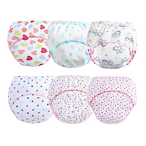Orinery Cotton Reusable Baby Training Pants Unisex Potty Toddler Underpants Kids Waterproof Breathable Underwear 6-Pack (KT005-A, 2-3T)