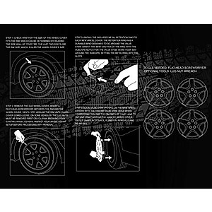 OxGord 17 inch Hubcaps compatible with 2010-2012 Ford Fusion (Set of 4) Wheel Covers, Chrome ABS Wheels- Auto Tire Replacement Exterior Cap Cover - Push on