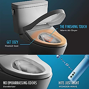 TOTO SW573#01 S300E Electronic Bidet Toilet Cleansing, Instantaneous Water, EWATER Deodorizer, Warm Air Dryer, and Heated Seat, Round, Cotton White