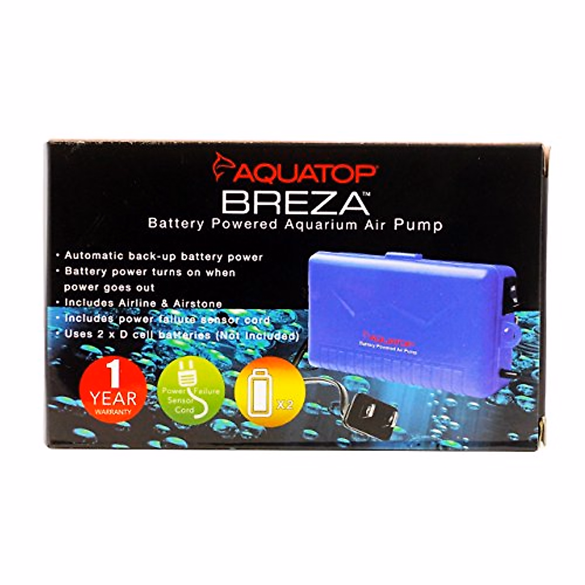 Aquatop BREZA Battery Powered Air Pump with AC Power Failure Sensor – Automatic Backup Power System, Aquarium Air Pump, Versatile & Portable For Aquatic Transport, AC-DC-One