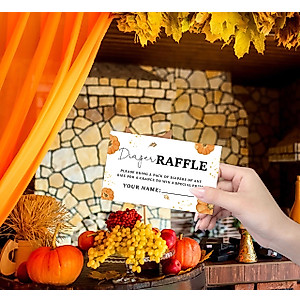 Baby Shower Games - Little Pumpkin Diaper Raffle, 1 Sign and 50 Diaper Raffle Tickets, Gender Reveal Game, Fall Baby Shower Decoration Supplies (RNB05)