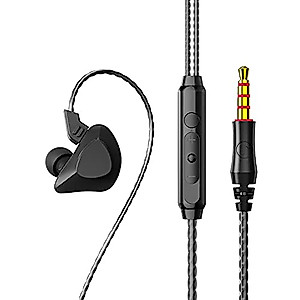 Gaweb Earphones, T03 3.5mm Wired Earbud Around Ear Noise Reduction Multifunctional HiFi Bass Headset for Office - Black