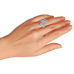 Bling Jewelry Twisted Snake Ring Simulated Garnet Crystal Rhodium Plated,Size:7