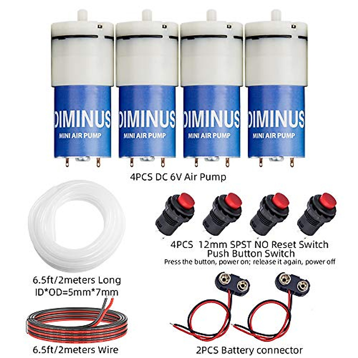 DIMINUS DC 6V Mini Air Pump Motor, DIY and Replacement Accessories, Best for Aquarium Tank Oxygen Circulate (4 Pack)