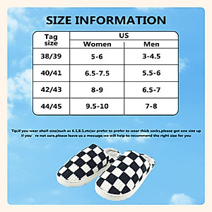 DLYiRen Checkered Slippers House Slippers for Women Men, Plush House Shoes Memory Foam Womens Outdoor Indoor Warm Plush Bedroom Shoes with Faux Fur Lining(42-43)