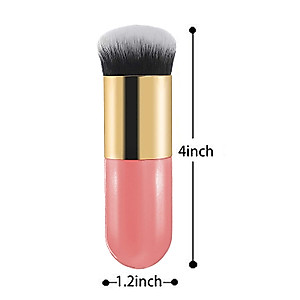 2 Pieces Foundation Brush, Chubby Makeup Brush, Suit For Blending Liquid, Cream or Flawless Powder Cosmetics(Golden & Pink)