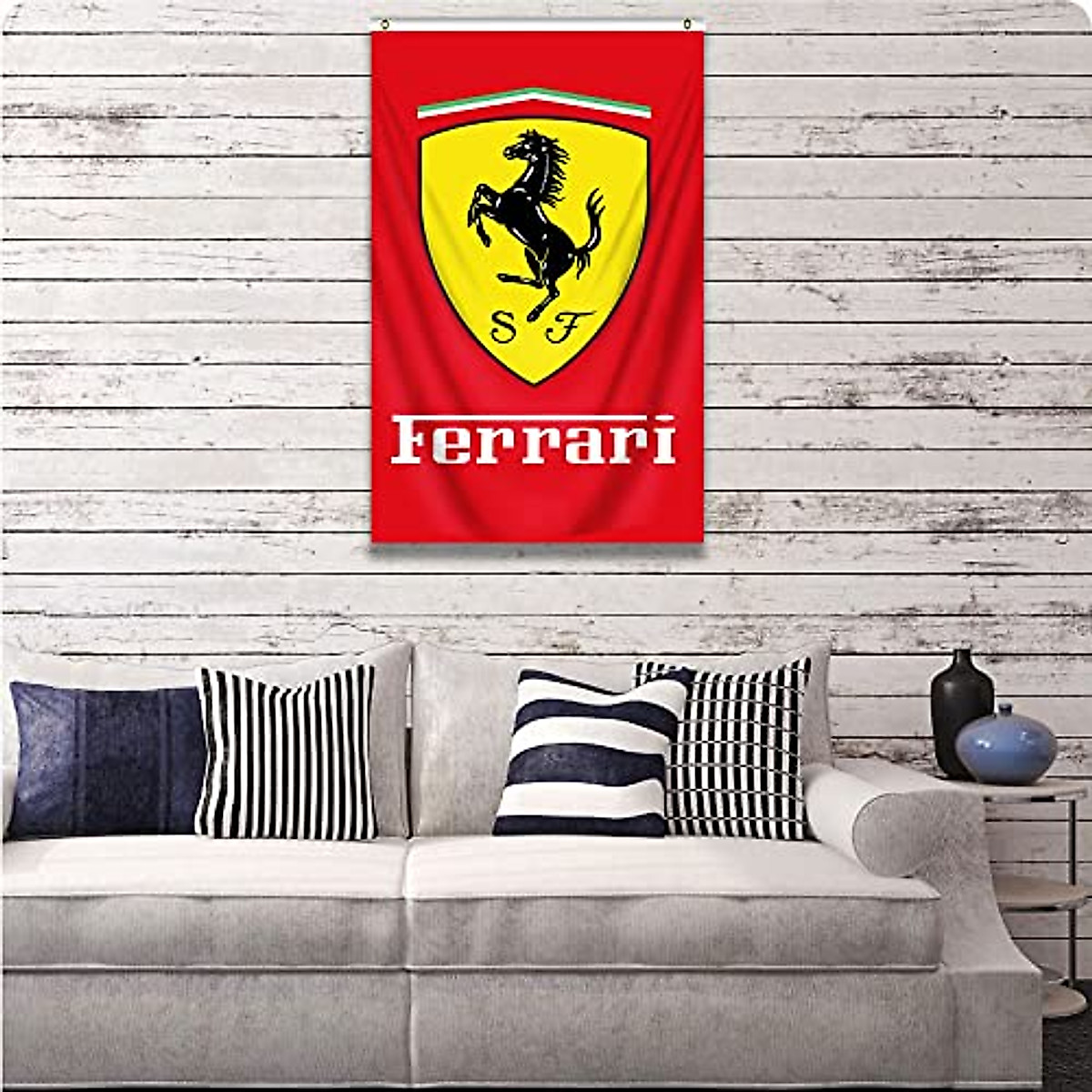 Kasflag Racing Flag Banner Vertical (3x5 Feet, Heavy Duty, Durable 150D Polyester) Brass Grommets Banner For Outdoor Room Man Cave/Garage