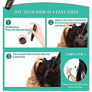 gowwim Root Hair Coloring Semi-permanent Dye Pen to Cover Gray Hair (Dark Brown)