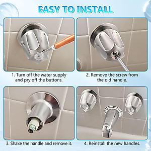 Enhon Faucet Handles, 2 Piece Hot and Cold Faucet Knobs Compatible with Price Pfister Verve Tub Shower, Include 2 Faucet Handles and 2 Screws for Remodeling Trim (Brushed Nickel)