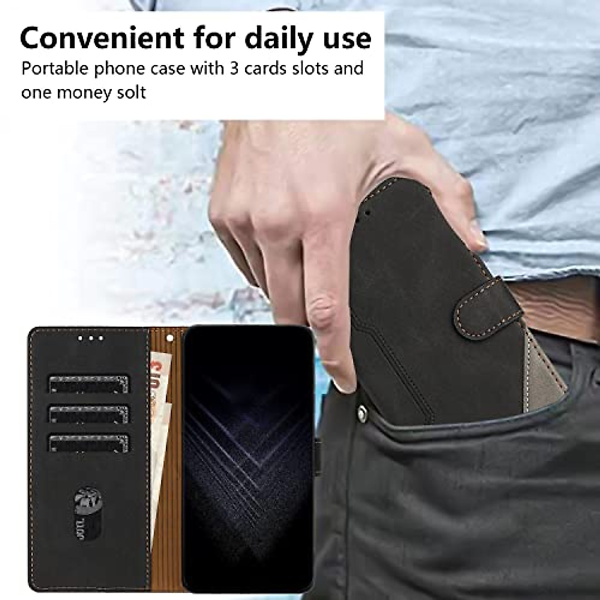 Smartphone Flip Cases Compatible with Oppo Reno 6Pro 5G Case, Reno 6Pro 5G Wallet Case Slim PU Leather Phone Case Flip Folio Leather Case Card Holders Shockproof Protective Case with Wrist Strap Flip