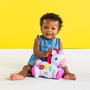 Bright Starts Rock & Glow Unicorn Crawling Baby Toy with Lights and Melodies, Age 6 Months +, Pink