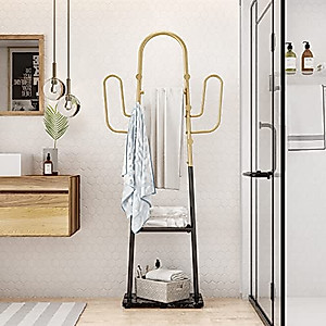 TDDFLO Gold Clothing Rack, Modern Clothing Rack with Shelf, Standing Coat Rack, 2-in-1 Garment Rack